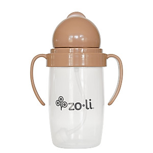 Any angle straw sippy cup | ZoLi BOT 2.0 weighted straw sippy sandstone tan, most loved training sippy cup, toddler transition straw cup, sippy cup with handles