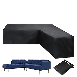 Mayhour Patio Furniture Outdoor Heavy Duty Waterproof Clearence V Shape Corner Sofa Cover Dustproof Windproof Anti-UV Sectional Couch Cover Black with Hem Cord ExtraLarge,84.5x84.5inch