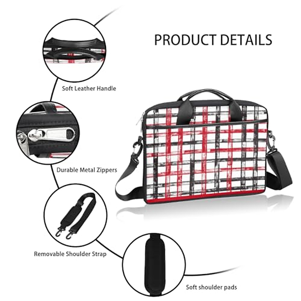 Retro Square Laptop Computer Bag Waterproof Shoulder Messenger Bag 13-15 inch Durable Laptop Tote Bag with Shoulder Strap Handle Lightweight Crossbody Briefcase