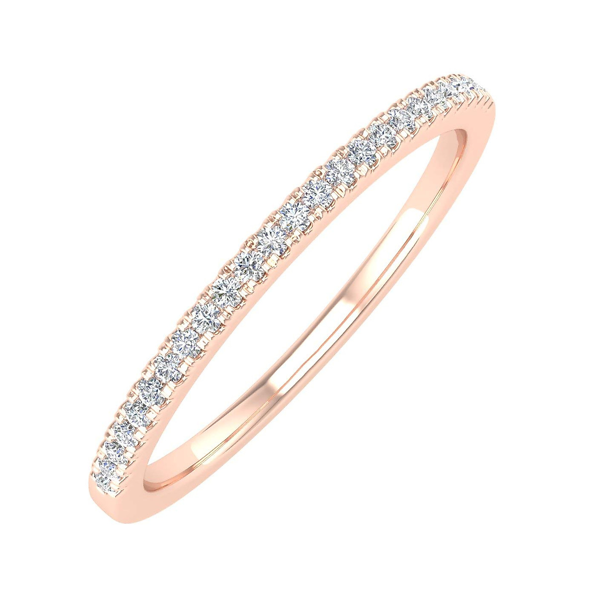FINEROCK 1/10 Carat (ctw) 14K Rose Gold Ladies Diamond Stackable Anniversary Ring (Ring Size 4.25) (I1-I2 Clarity)