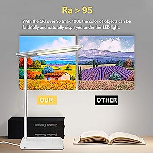 GSBLUNIE LED Desk Lamp with Wireless Charger,Dimmable Office Desk Lamp with USB Charging Port,Touch Control,3 Lighting Modes 6 Brightness Levels,Eye-Caring Table Lamp for Christmas Gift,Studying