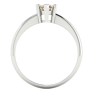 Clara Pucci 1.05 ct Pear Cut Solitaire Genuine Yellow Moissanite 6-Prong Stunning Classic Statement Ring 14k White Gold for Women Size 7