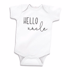 Bump and Beyond Designs Baby-Boys Hello Uncle Shirt Surprise Baby Announcement Leotard White, 0-3 Months