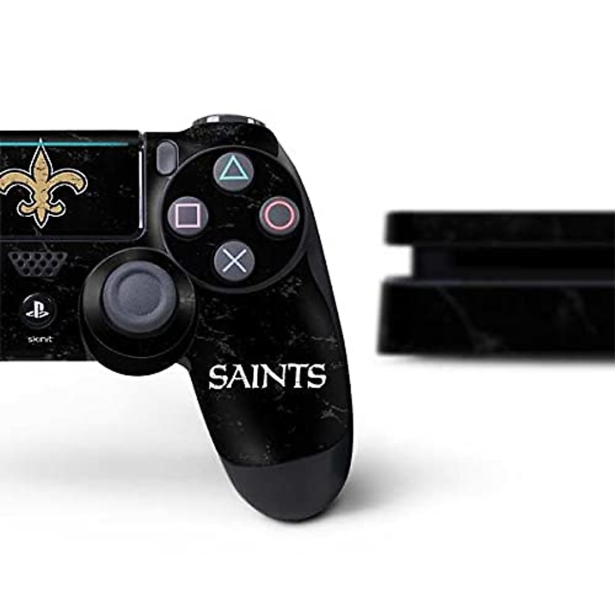 Skinit Decal Gaming Skin Compatible with PS4 Slim Bundle - Officially Licensed NFL New Orleans Saints Distressed Design
