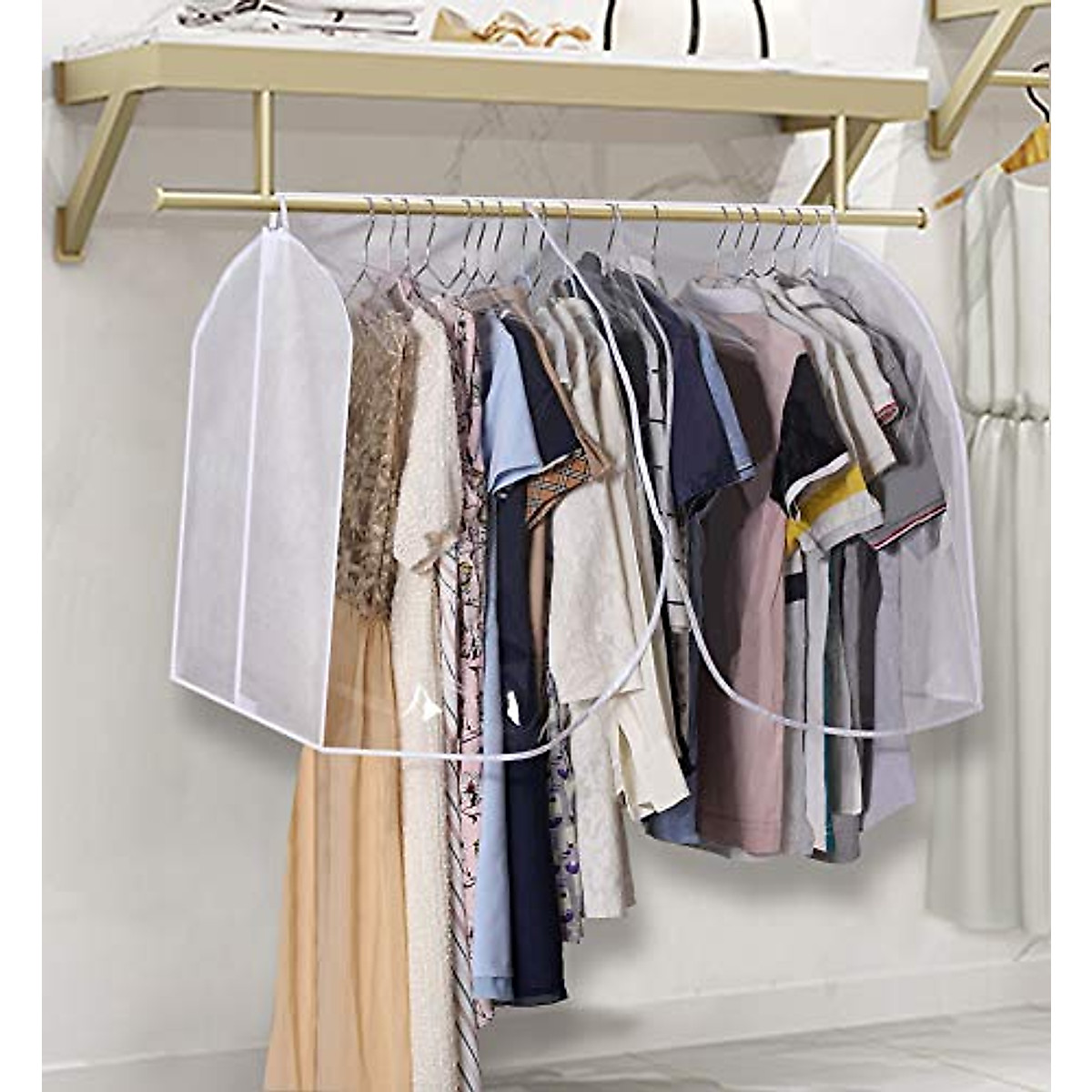 SLEEPING LAMB Extra Large Hanging Garment Rack Cover Storage with Clear PVC Window Dust Shoulder Cover Clothes Dress Suits Coat Protectors for Closet, 2 Packs, White