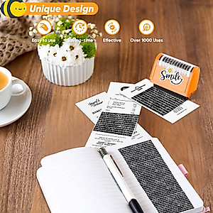 Identity Protection Roller Stamp LioNergy Extra Large Roller Identity Theft Prevention Security Stamp with 3 Refills, 10PCS Personalise Vinyl Waterproof Stickers –Orange Yellow