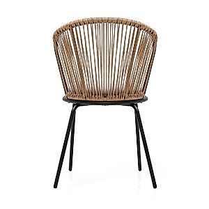 KEIKI Rattan Patio Chairs Set of 2,Outdoor Indoor Dining Armchair for Porch Backyard Garden