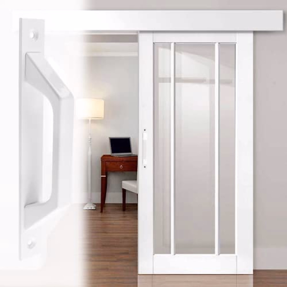 Jiozermi 2 Pack Sliding Barn Door Handle, 7.9 Inch Gate Door Handle, Aluminium Alloy Door Pull Handle for Sliding Barn Door Gate Cabinet Closet Drawer Garage Shed, Silver White