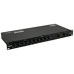 Denon DN-312X Professional 12-Channel Line Mixer with Priority; 6 HDHQ Combination Inputs with MIC, Phantom and Line Selector Switches; 6 Mono (3 stereo) RCA Inputs, 1U Rack Mountable