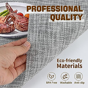 Placemats Set of 7 Dining Table Place Mats Gray - PVC Modern Table Mat Placemats No Slip, Placemat for Kitchen Dinner Coffee Outdoor