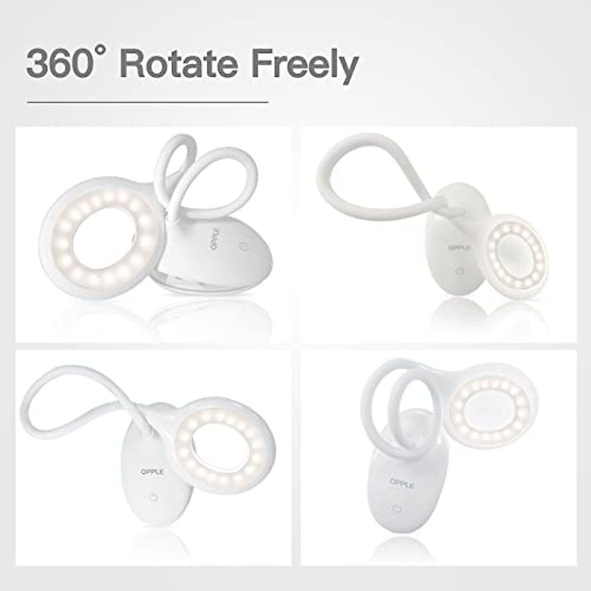 OPPLE Click on Light Desk Lamp - (2022 Update) Book Light with 360° Flexible Gooseneck, LED Reading Light with 3 Brightness, Clamp Light for Headboard, Desk, Table, etc