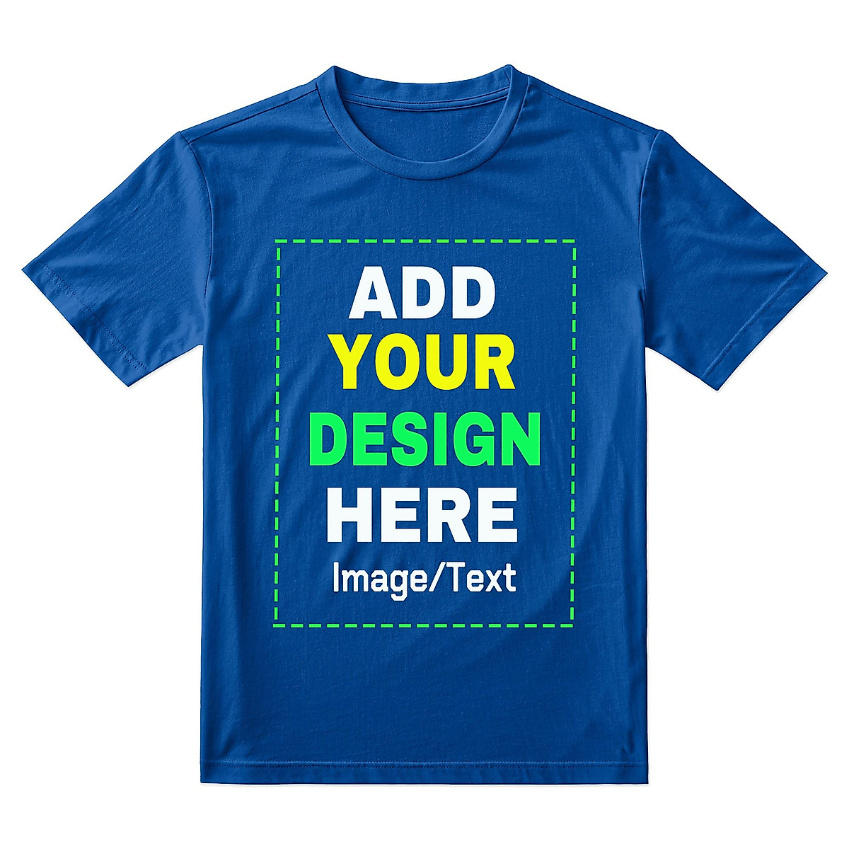 Custom T Shirts for Men, Personalized Tshirts Design Your Own Image Text T-Shirt Cotton Tee Front/Back Print Father Gifts M-Blue