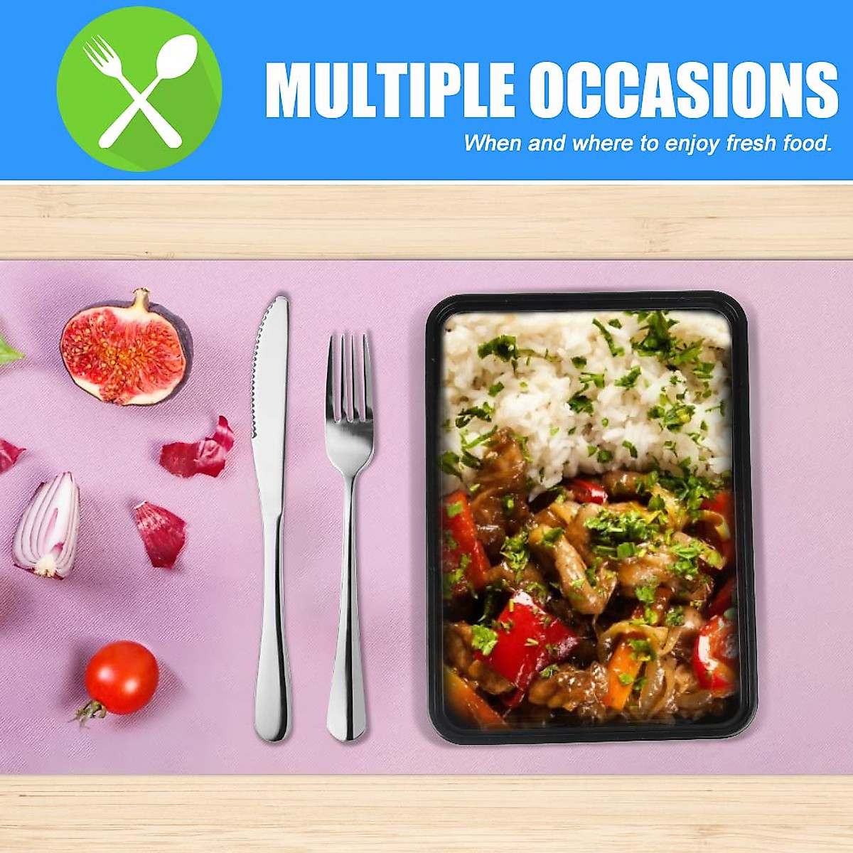 Oranlife Food Containers, 50 Pack Disposable Meal Storage Lunch Containers Plastic Insulated Reusable&Microwavable Bento Boxes with Lids for Dishwasher/Freezer Safe BPA FREE (750 ML/ 26 OZ)