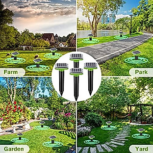 4Pcs Mole Repellent,Solar Ultrasonic Pest Repeller Stakes,Outdoor Animal Gopher Deterrent Spikes for Groundhog, Moles,Vole,Snakes, Waterproof Rodent Chaser Stakes Snake Repeller for Lawn Garden Yard