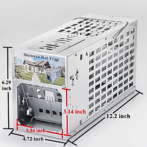 Joozer Humane Rat Trap That Work Live Mouse Trap Indoor Catch and Release Animal Cage Multi Large Bait Outdoor Reusable Chipmunk Mice Voles Rodent(1 Door)