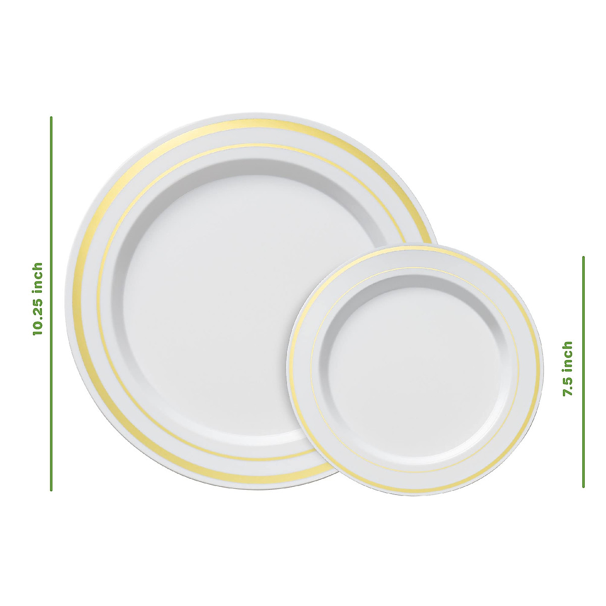 SETUP [60 Piece Combo Gold Trim Plastic Plates - Premium Heavy-Duty 30 Disposable 10.25" Dinner Party Plates and 30 Disposable 7.5" Salad Plates