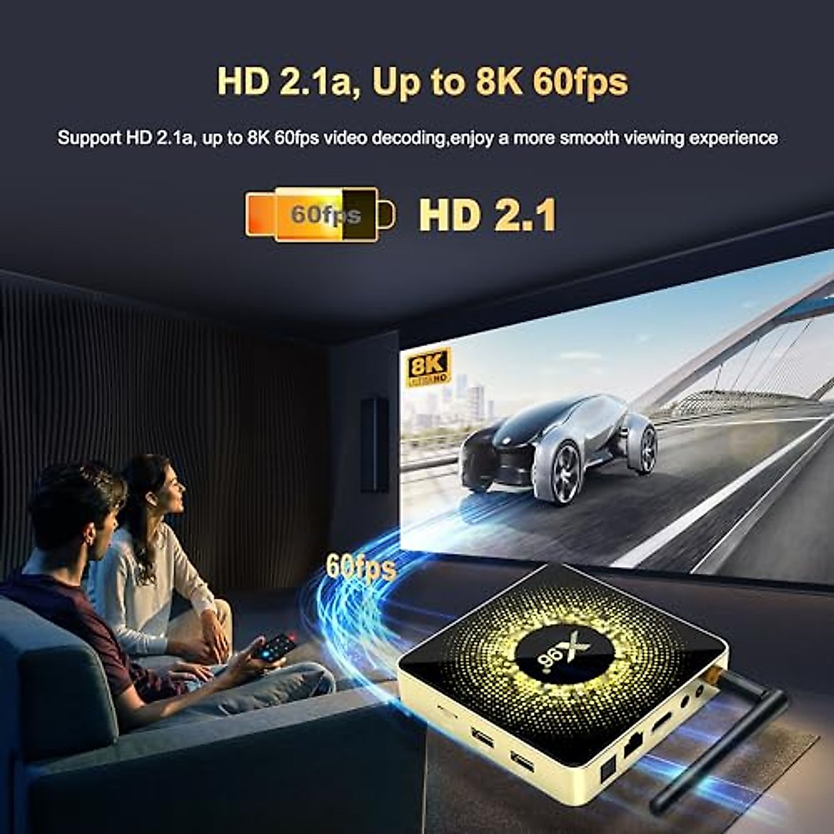 SHYSKY X96 X10 8K Ultra HD Android TV Box Android 11.0 Amlogic S928X LPDDR4 8GB RAM 64GB ROM WiFi6 1000M BT5.2 USB3.0 Support AV1 8K 60fps H.265 HDR Box with i8 Keyboard