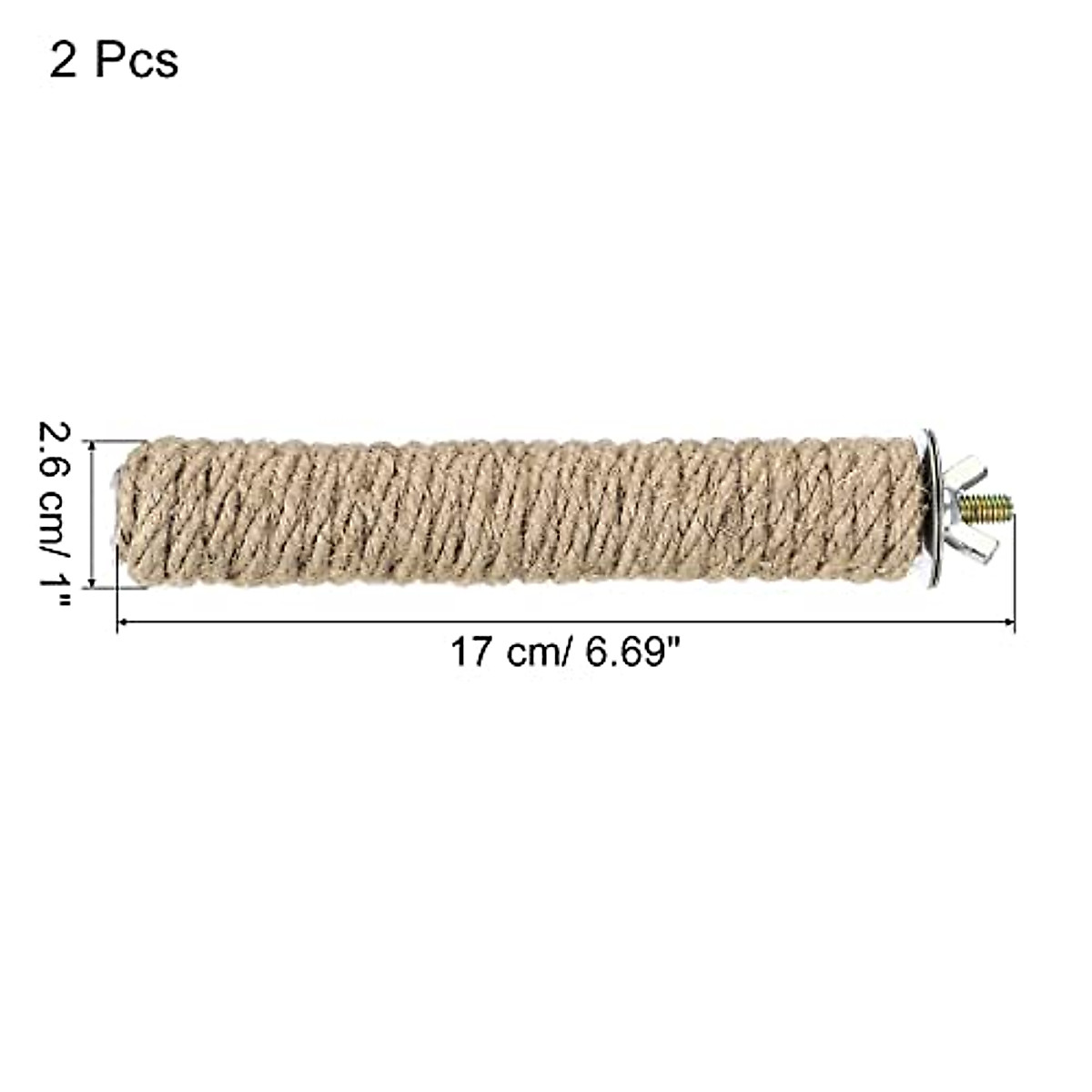 PATIKIL 1x6.7 Inch Bird Cage Perch, 2 Set Parrot Stand Paw Grinding Stick Rope Weaving Wooden Stand Cage Accessories for Parrot Parakeet Cockatiel