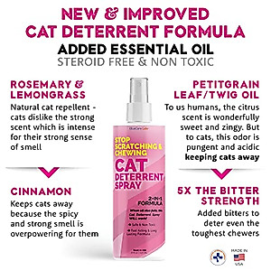 Cat and Kitten Scratch Spray Deterrent - Pet Repellent Spray for Cats & Kittens - Non-Toxic Indoor Anti Cat Scratching Formula - BLUECARE LABS
