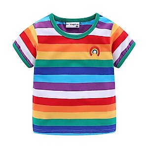 Mud Kingdom Toddler Boys T-Shirts Short Sleeve Rainbow Stripe 24 Months