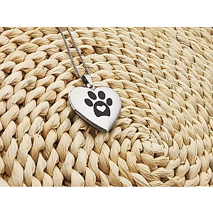 GOKING Dog Paw Locket Necklace That Holds Pictures Love Heart Photo Lockets Pendant for Women