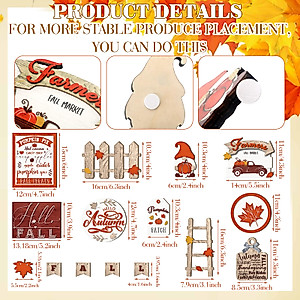 Huwena 16 pcs Thanksgiving Tiered Tray Decor Thanksgiving Gnome Truck Pumpkins Wood Sign Table Centerpieces Rustic Farmhouse Decorative Trays for Table Kitchen Wall Decorations