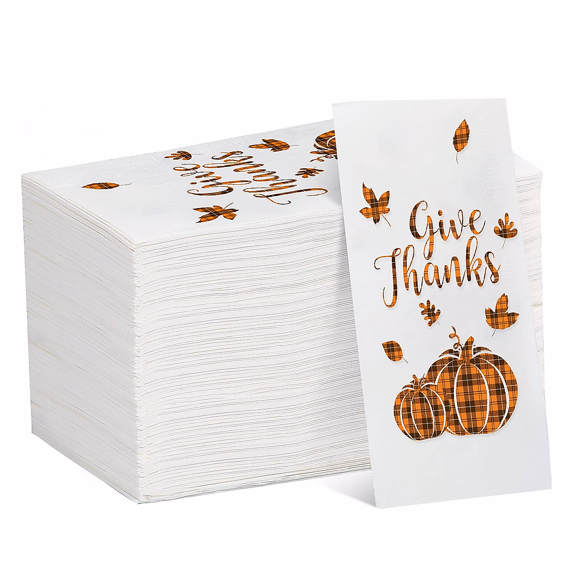 100 Pcs Disposable Thanksgiving Napkins Fall Leaves Paper Napkin Give Thanks Pumpkin Guest Towels for Autumn Harvest Fall Decoration, Home Kitchen Bathroom Dinners or Events Holiday Party Napkins