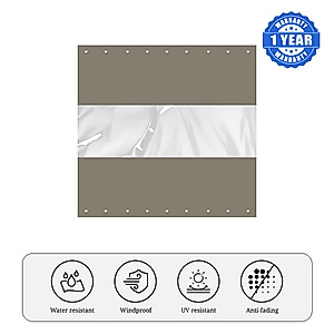 Covers & all Outdoor Clear Panel Curtain, 12 oz Vinyl Outdor Curtains for Patio, Waterproof & Weather Resistant Tarp with Brass Grommets for Pergola, Porch, Gazebos, Balcony (7H x 4W feet, Beige)