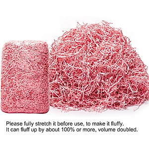Mcfleet 1 LB Crinkle Cut Paper Shred Filler Light Pink Crinkle Paper Shredded Paper for Gift Box - Gift Basket Filler - Gift Box Stuffing for Valentine's Day Holiday Packaging Wrapping