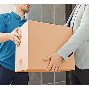 BannerBuzz Shipping Corrugated Box, 100% Recyclable, Made of Double Wall B+C Flute Corrugated Fiberboard in Natural Brown Kraft Paper with ECT 34# (24" L X 24" W X 24" H, Pack of 100)