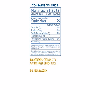 Spindrift Sparkling Water, Lemon Flavored, Made with Real Squeezed Fruit, 12 Fl Oz Cans, Pack of 24 (Only 3 Calories per Can)