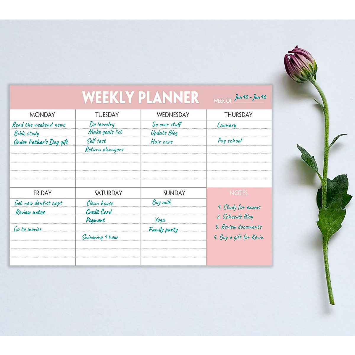 Weekly Planning Pad - Tear Off To Do List Pad with Daily Schedule & Calendar, 52 Sheets, 100gsm Paper, Undated Weekly Planning Notepad, 6x9 in