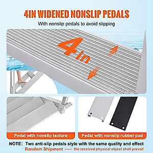 VEVOR Dock Ladder with Rubber Mat, Dock Steps 30"-39" Adjustable Height, Dock Stairs Aluminum 4 Step, Each Step 22" x 4", 500Lbs Load, for Lake, Marine Boarding, Pool