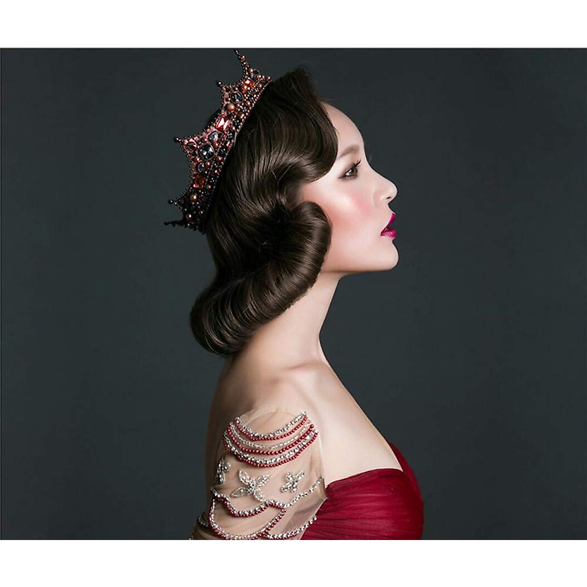 Crowns for Women, Vofler Rose Gold Birthday Princess Queen Tiara Cake Topper Baroque Hair Decor for Girls Bridal Quinceanera Wedding Pageant Halloween Costume Party w/Crystal Rhinestone Pink Pearls