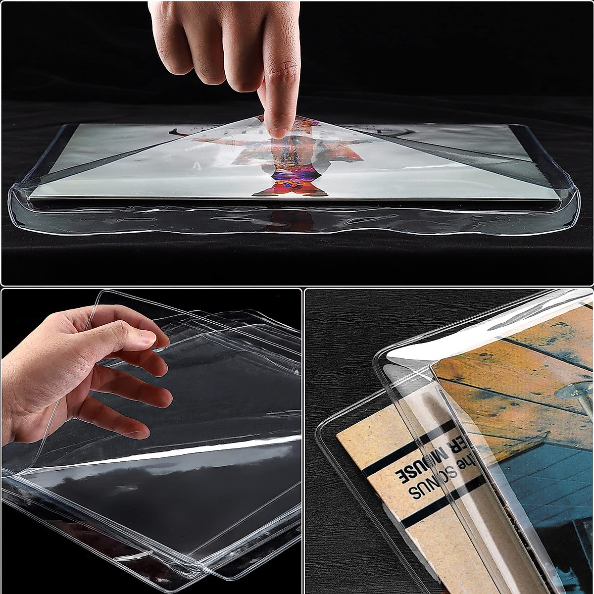 Facmogu 10PCS 12in Thicken PVC Record Protective Sleeves, Premium 180 Micron Clear PVC Outer Sleeves with Flap, Durable Record Outer Protective Sleeve for 33 RPM Album (NOT for Gatefold/Trifold Album)