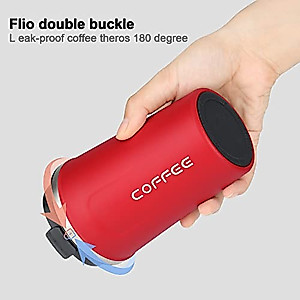 12 oz Stainless Steel Vacuum Insulated Tumbler - Coffee Travel Mug Spill Proof with Lid - Thermos Cup for Keep Hot/Ice Coffee,Tea and Beer （Red）