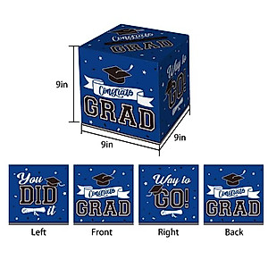 DAZONGE Class of 2023 Graduation Party Decorations Blue - 1 Graduation Card Box with 30 Graduation Advice Cards and 1 Guestbook Signature Board for Graduation Party Supplies - Graduation Gifts