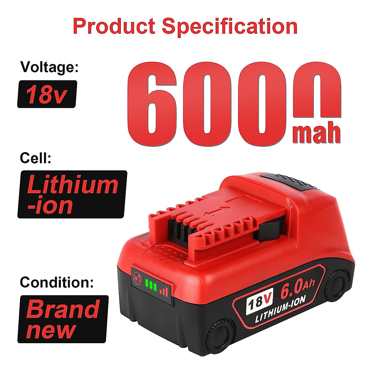 2Pack 6.0Ah Replacement for Milwaukee M18 Battery and Charger Kit Compatible with Milwaukee 18V Battery Cordless Power Tools 48-11-1852 48-11-1850 48-11-1840 48-11-1890 48-11-1828 and Original Charger