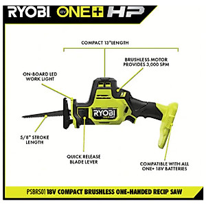 ONE+ HP 18V Brushless Cordless 5-Tool Combo Kit with (2) 1.5 Ah Batteries, Charger, and Bag