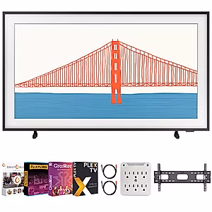 SAMSUNG QN43LS03AA 43 Inch The Frame QLED 4K Smart TV Bundle with Premiere Movies Streaming + 37-100 Inch TV Wall Mount + 6-Outlet Surge Adapter + 2X 6FT 4K HDMI 2.0 Cable