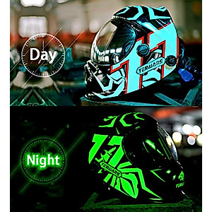 TEKWARE Large Viewing True Color Solar Powered Auto Darkening Welding Helmet, Hemispherical 4C lense, 4 Arc Sensor Wide Shade Range 4/5-9/9-13 Luminous Welder Mask for Mig Tig Arc Grinding Plasma