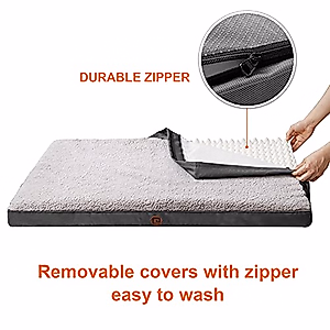 EHEYCIGA Washable Dog Beds for Large Dogs, Large Dog Bed with Removable Cover for Crate, Orthopedic Foam Pet Bed Dog Mat Mattress Cushions for Large Dogs, Grey