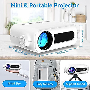 Mini Projector, 1080P HD Portable Projector Outdoor Home Theater Movie Projector with HDMI/USB/SD/AV for iOS/Android/Windows/PS5/Computer/TV (no WiFi)