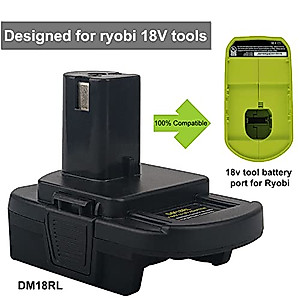 DM18RL Battery Adapter with USB Socket for Dewalt 20V Battery for Milwaukee 18V Battery Convert to for Ryobi 18V Battery, Compatible with 18V Tool for Ryobi