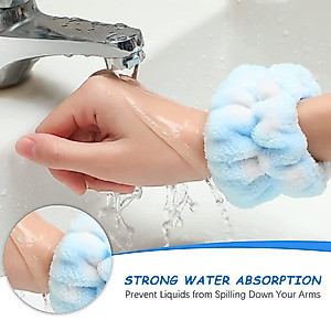 Malaxlx 9 Pcs Spa Headband Wrist Washband Set, Face Wash Headband Facial Makeup Headband Bow Hair Band, Soft Coral Fleece Elastic Head Wraps Absorbent Wristbands for Women Girls