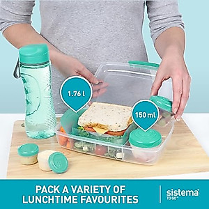 Sistema To Go Collection Large Bento Box Plastic Lunch and Food Storage Container, 7.4 Cup, Multi Compartment, Color Varies | BPA Free
