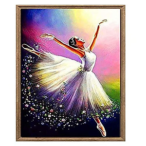 Bimkole 5D Diamond Painting Kits Angel Ballerina Woman, Full Drill Flower DIY Rhinestone Embroidery Set Paint with Diamonds Art by Number Kits Cross Stitch Home Wall Craft Decoration (12x16inch)