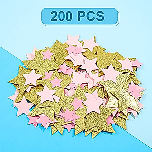200 Pieces Stars Confetti Sprinkles Glitter Stars Confetti Pink Star Confetti Double Sided Star Paper Confetti Baby Shower Table Confetti for Table Wedding Birthday Party Supplies, 3 Styles