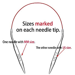 Circular Knitting Needles 16 Inch Set Round Metal Kit Size 13 10 8 6 2.5 0