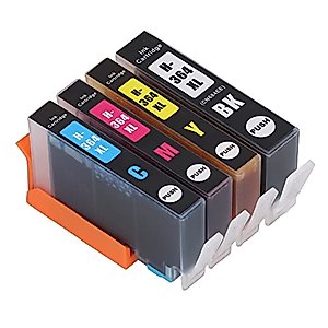 Hilitand Ink Cartridge Large Capacity Inkjet Cartridge Clear Fadeless Print Printer Cartridge for School, Office, Trading Firms (BK C M Y 4 Colors)
